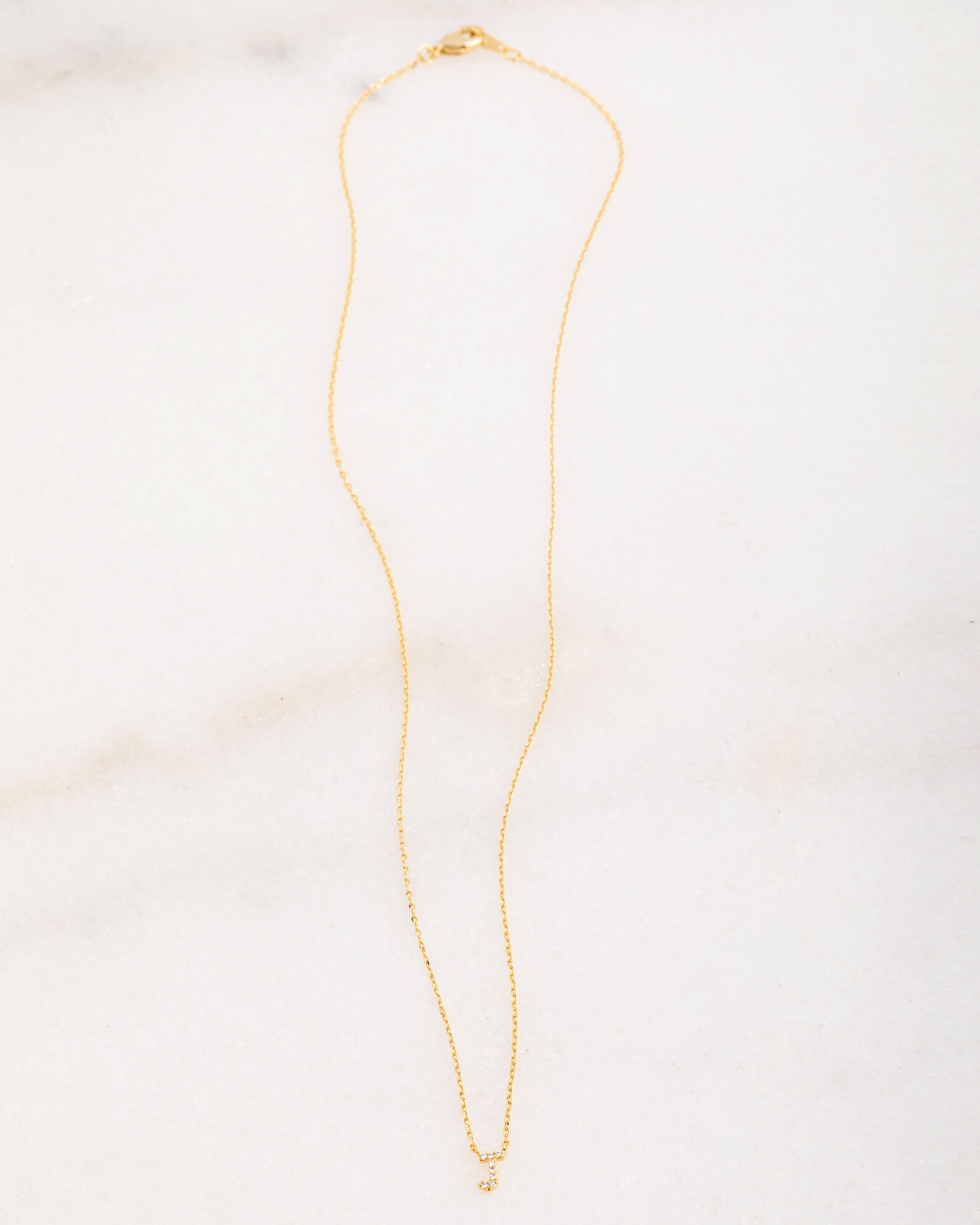 18K Gold Dipped Jeweled Initial J Necklace Letter J Dainty | Etsy