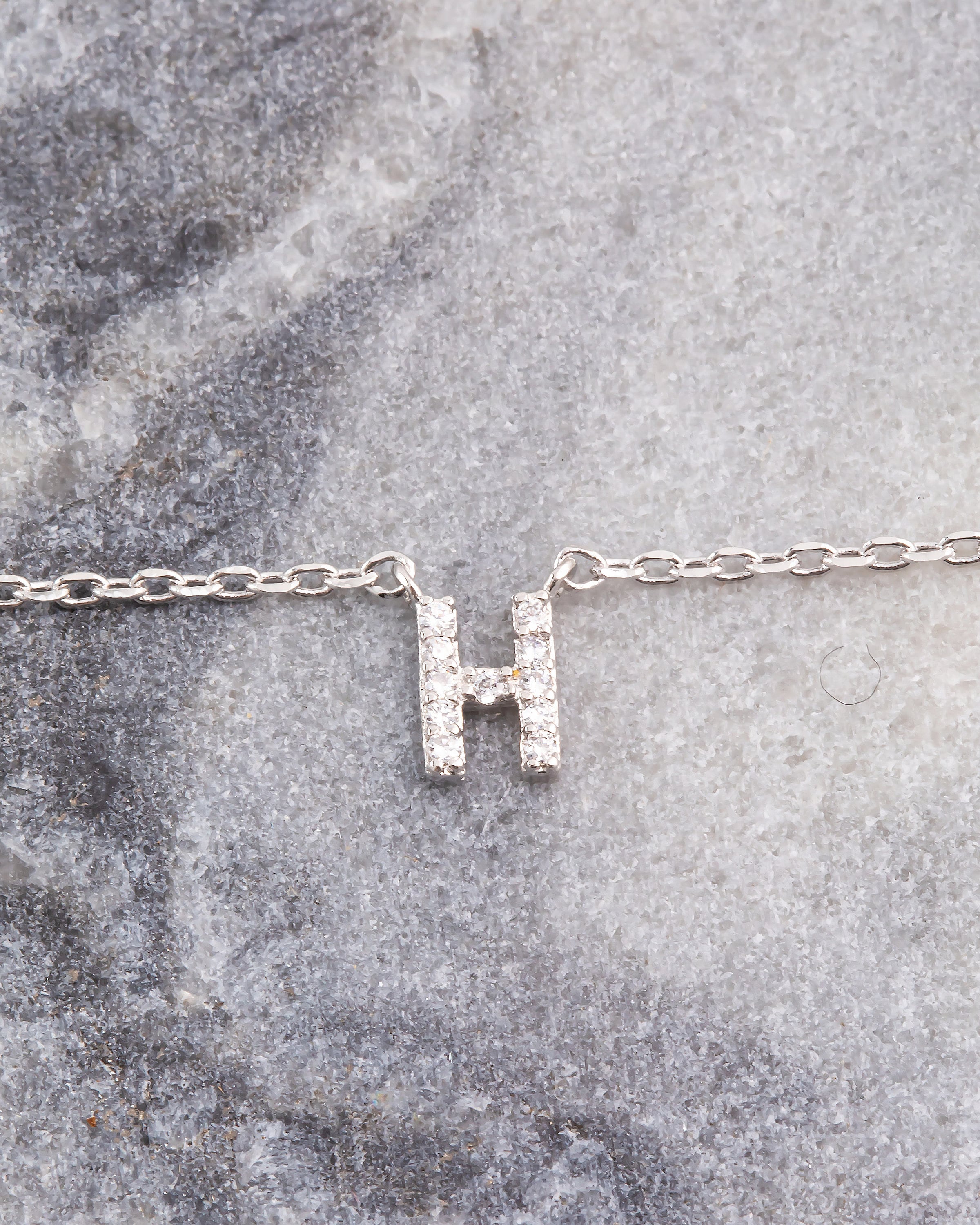 18K Gold Dipped Jeweled Initial H Necklace Letter H Dainty | Etsy