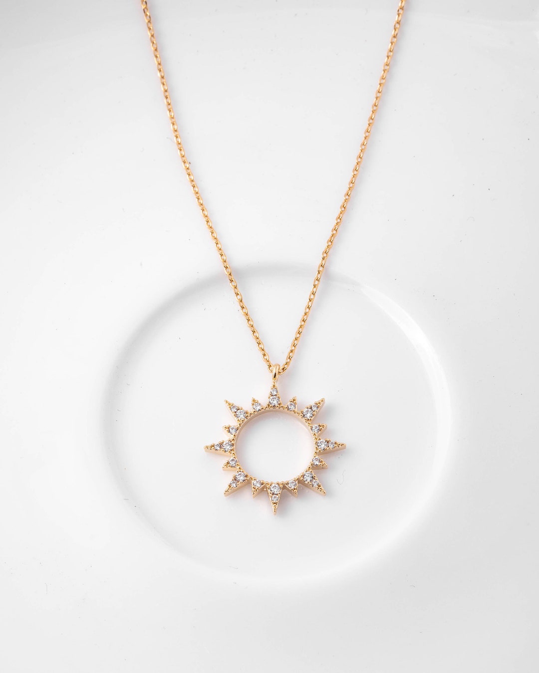 18K Gold Dipped Jeweled Shine and Burn Pendant Necklace - Etsy