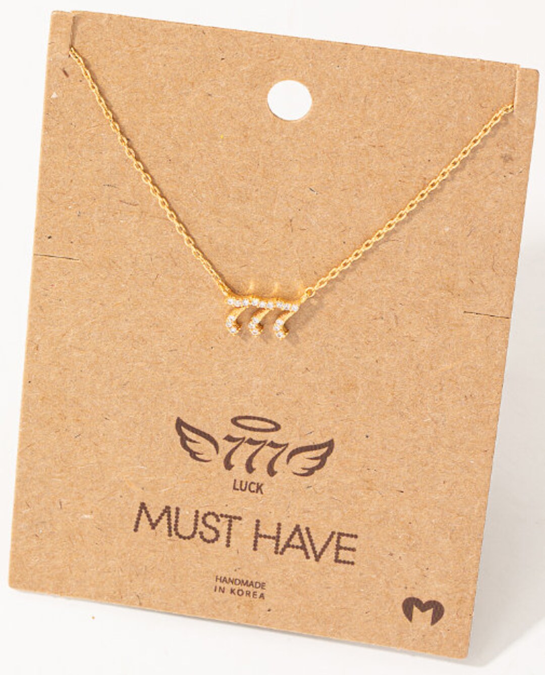 18K Gold Dipped Dainty Necklace Angel Number 777 Luck - Etsy