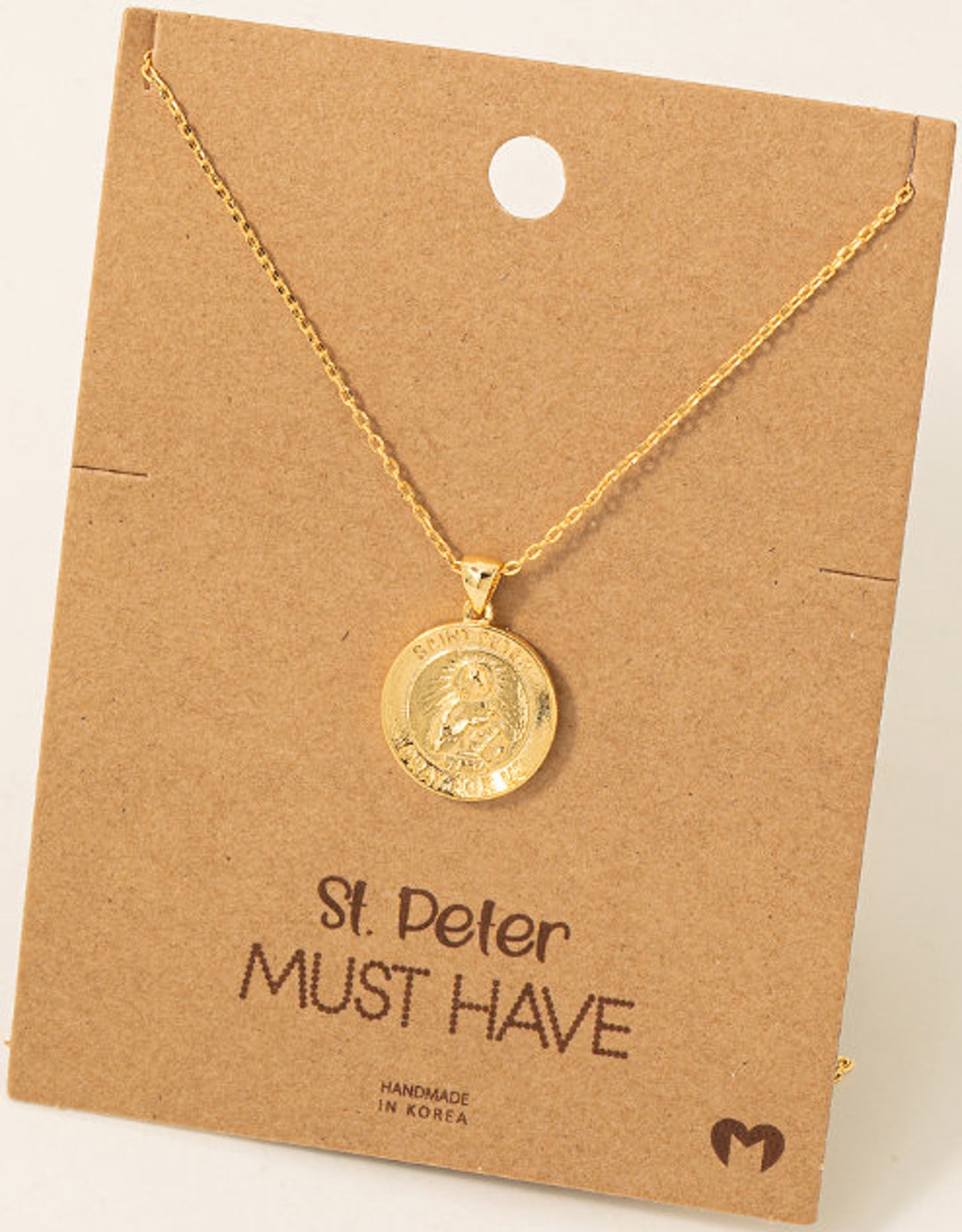 18K Gold/silver Dipped St. Peter Coin Pendant Necklace Patron Saint of ...