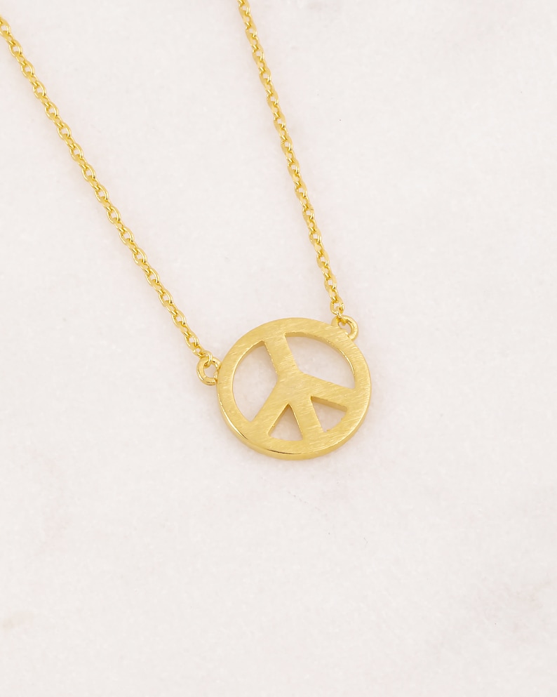 18K Gold Plated Peace Sign Pendant Necklace Dainty Necklace - Etsy