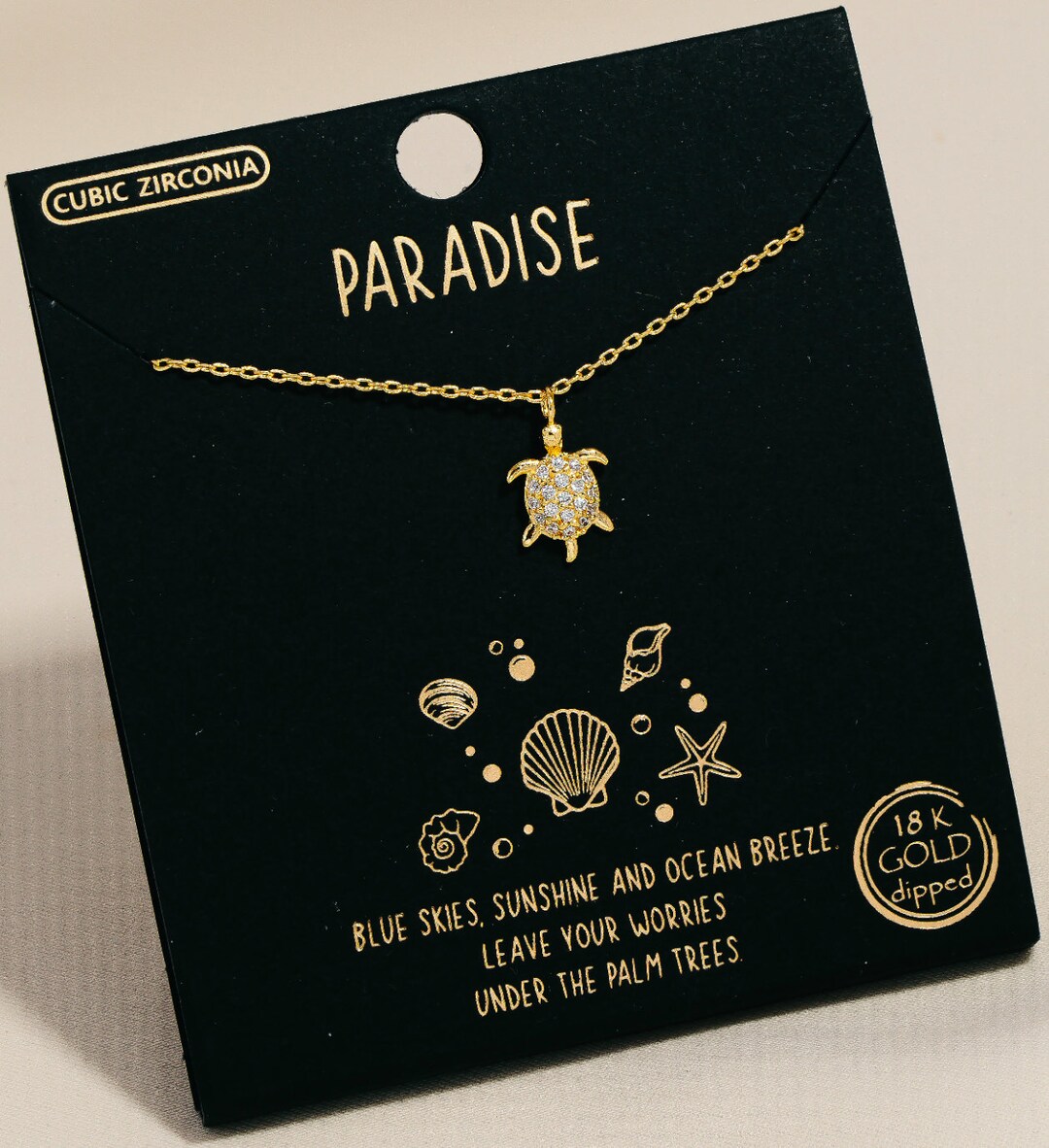 18K Gold/white Gold Dipped Jeweled Sea Turtle Necklace Cute Turtle ...