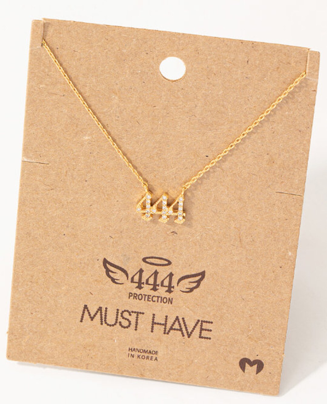 18K Gold Dipped Dainty Necklace Angel Number 444 Protection Necklace ...