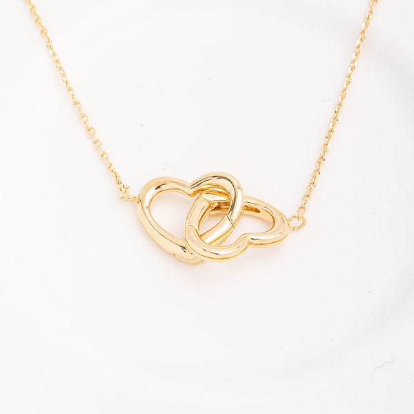 Double Heart Necklace - Etsy