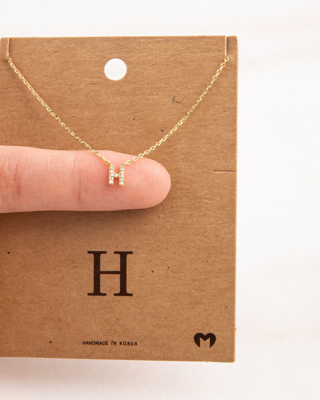 18K Gold Dipped Jeweled Initial H Necklace Letter H Dainty Necklace ...