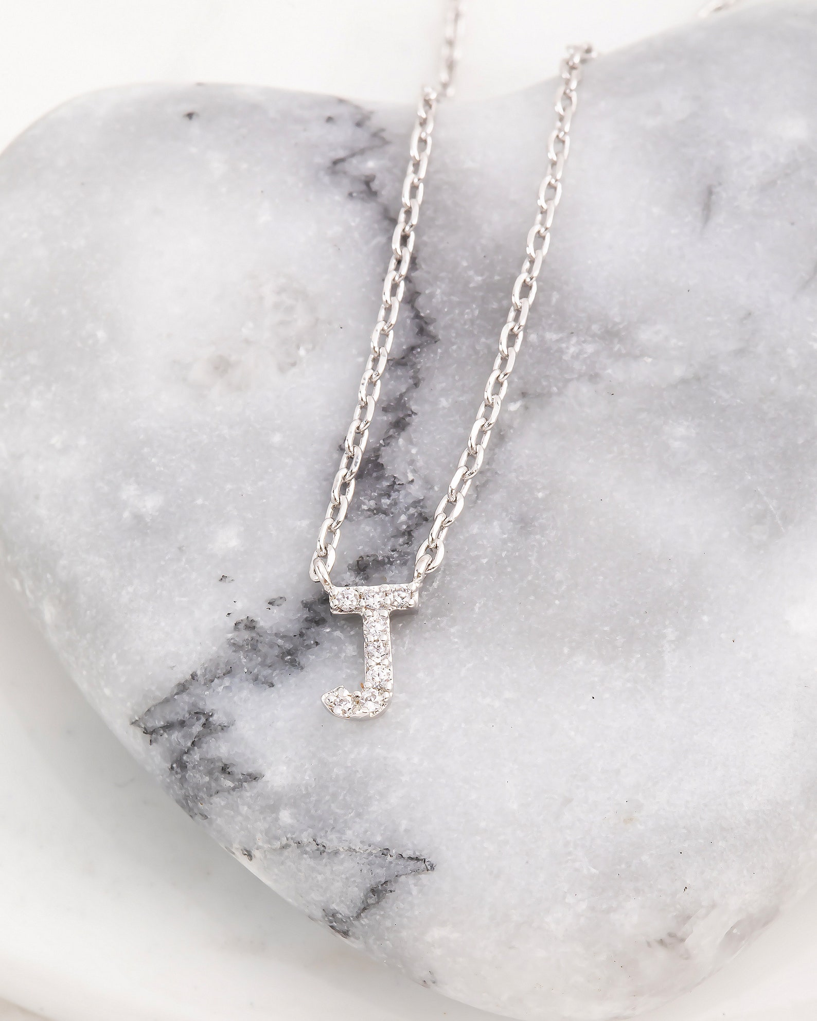 18K Gold Dipped Jeweled Initial J Necklace Letter J Dainty | Etsy