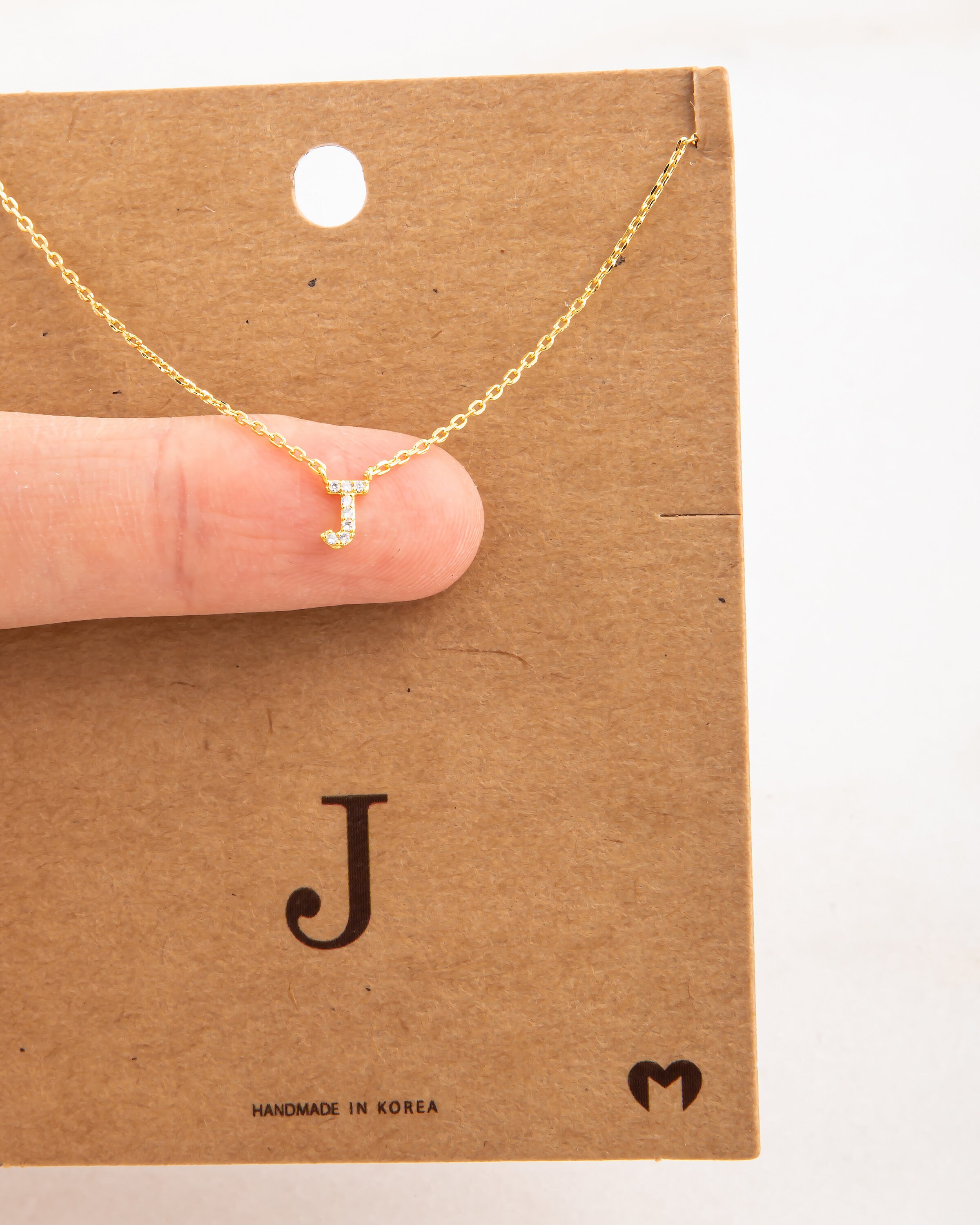 18K Gold Dipped Jeweled Initial J Necklace Letter J Dainty | Etsy