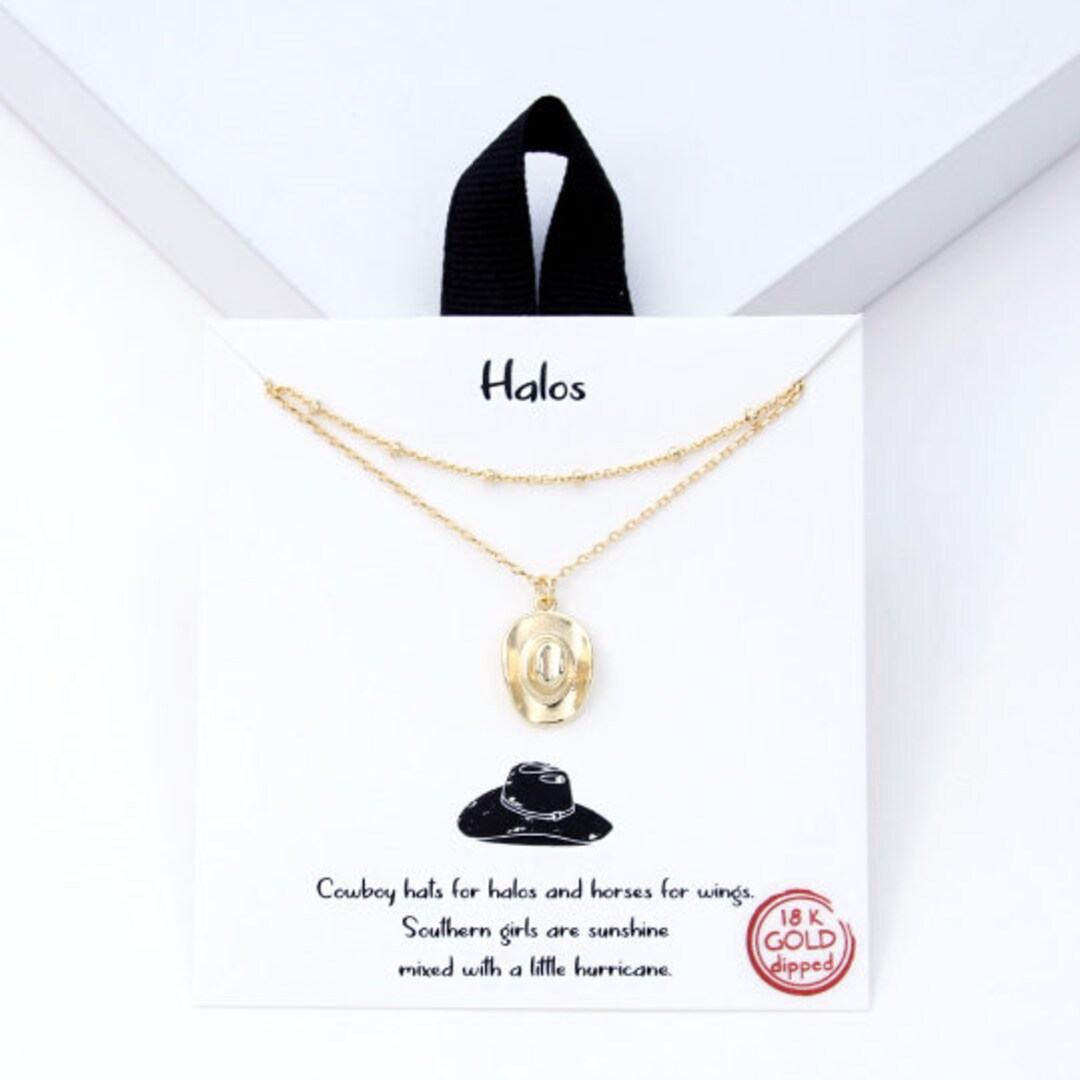 18K Gold Dipped Cowboy Hat Necklace Dainty Cowgirl Hat Necklace Western ...