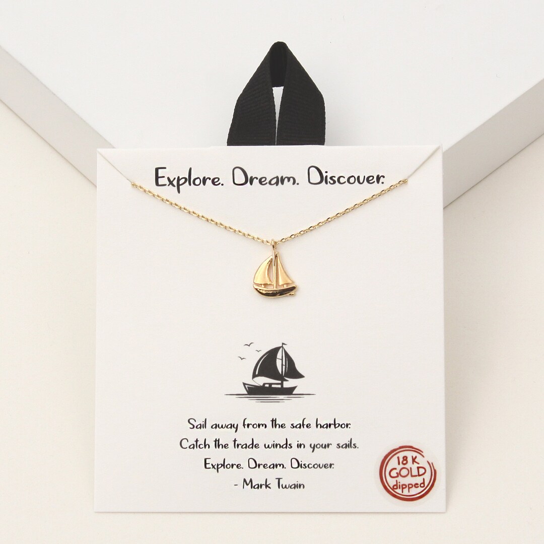 18K Gold/white Gold Dipped Sailboat Necklace Dainty Boat Necklace Cute ...