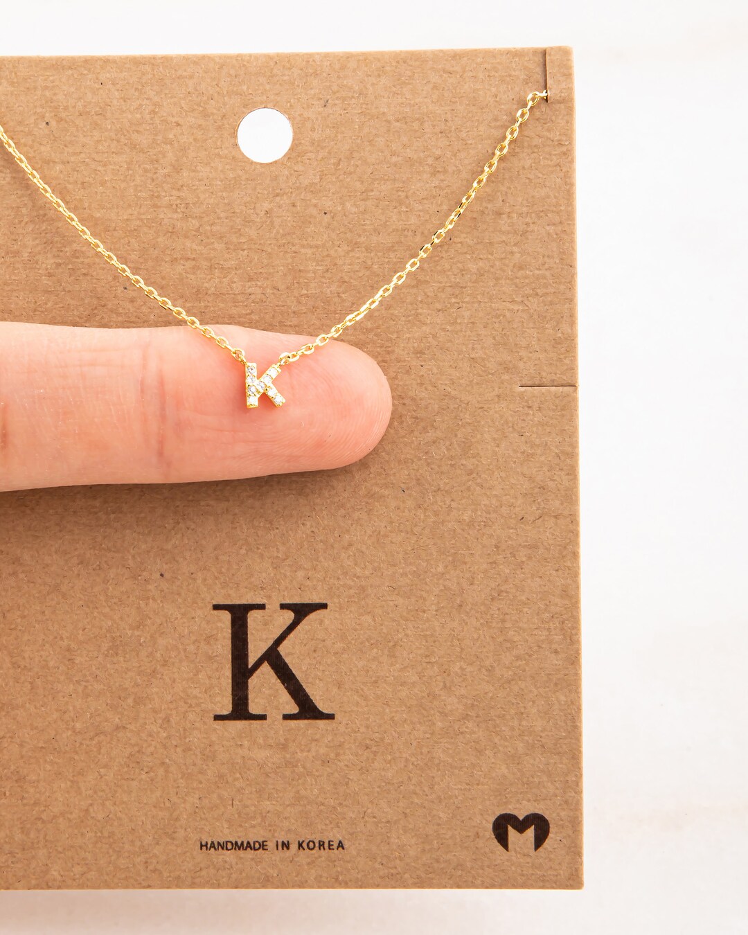 18k Gold Dipped Jeweled Initial K Necklace Letter K Dainty Necklace Personalized Necklace Gold