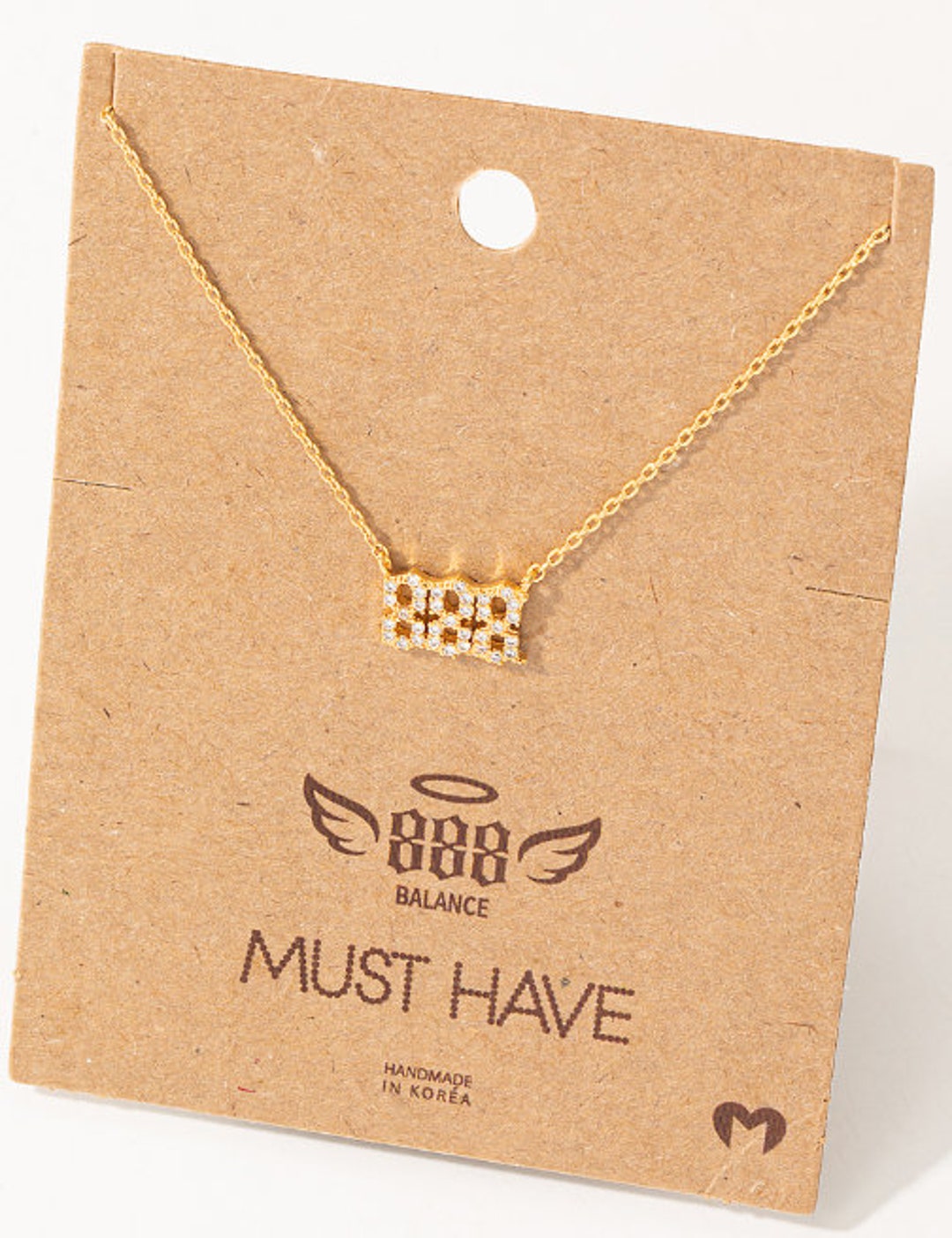 18K Gold Dipped Dainty Necklace Angel Number 888 Balance Necklace Gold ...