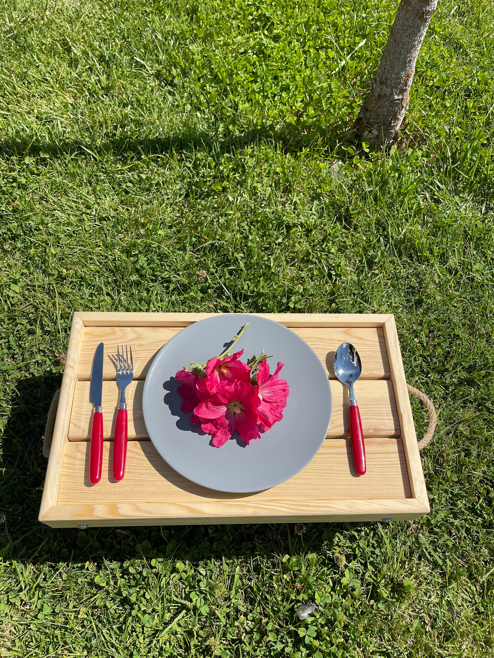 Breakfast table small table on the bed boho picnic wooden | Etsy