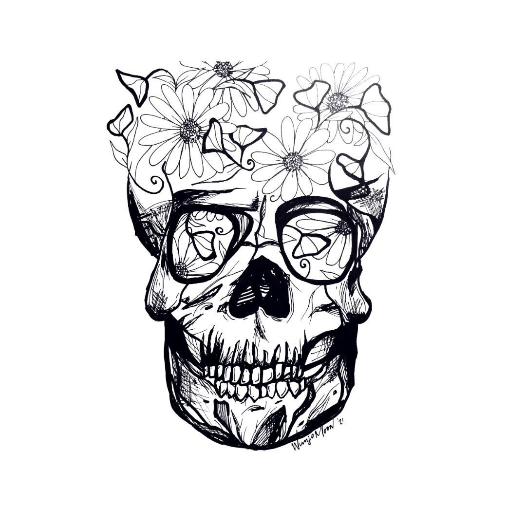 Daisy Skull Coloring Page - Etsy