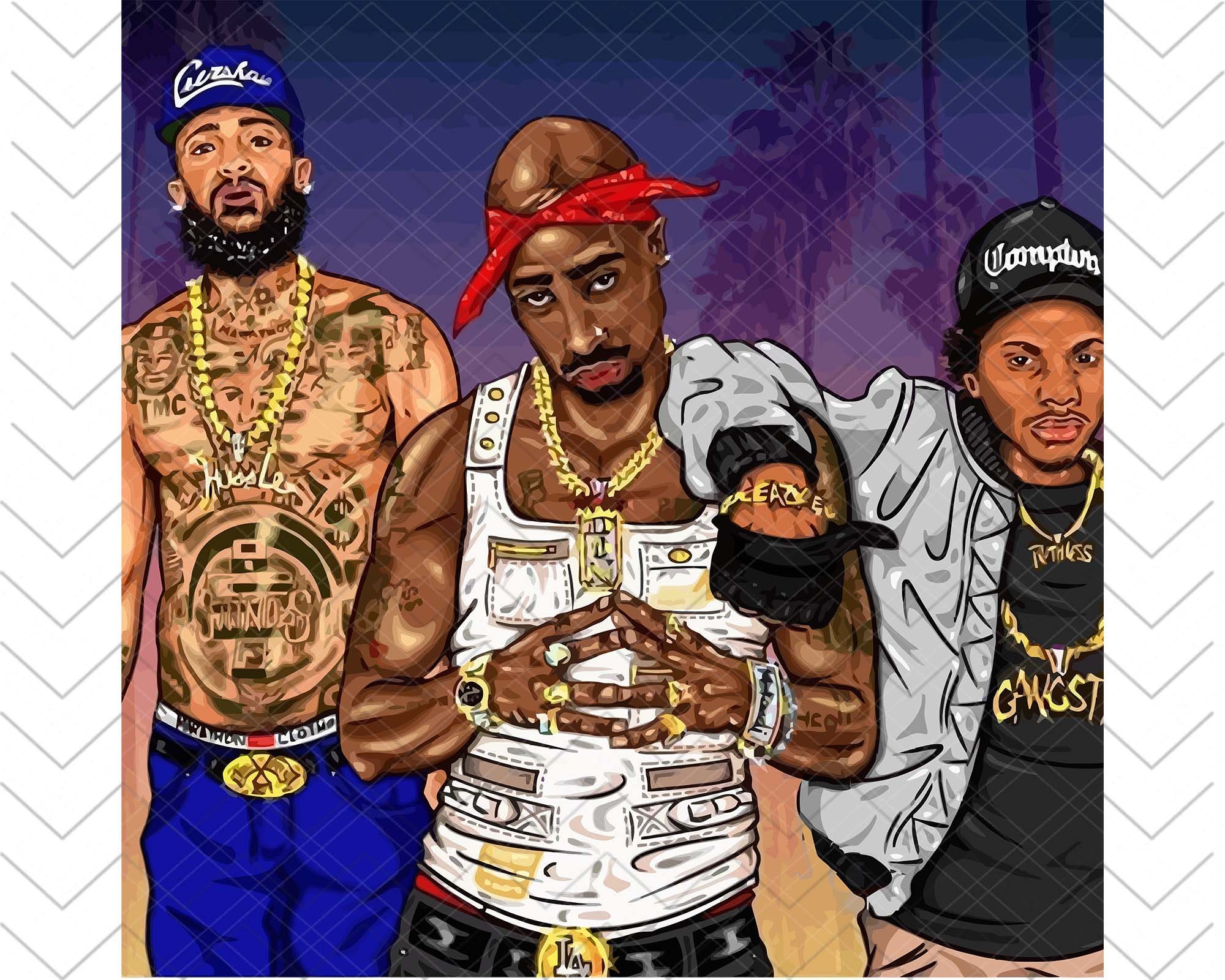 Nipsey Hussle Tupac Shakur Eazy-E Friends Art Leyendas del | Etsy