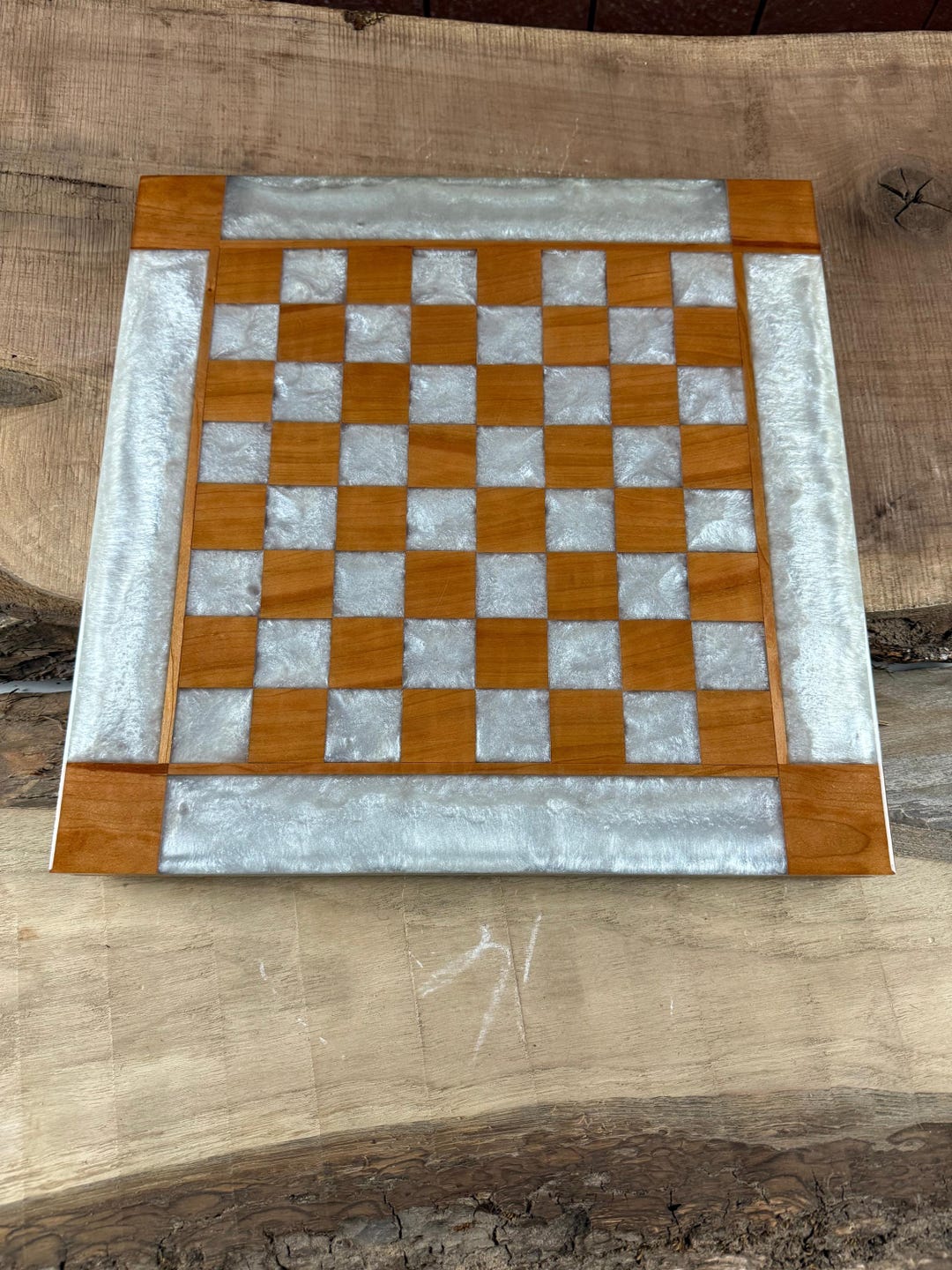 Pearl White Cherry Wood Chess|checker Board - Etsy