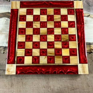 Red Lava Maple Wood Chess Board (with Border) - Etsy
