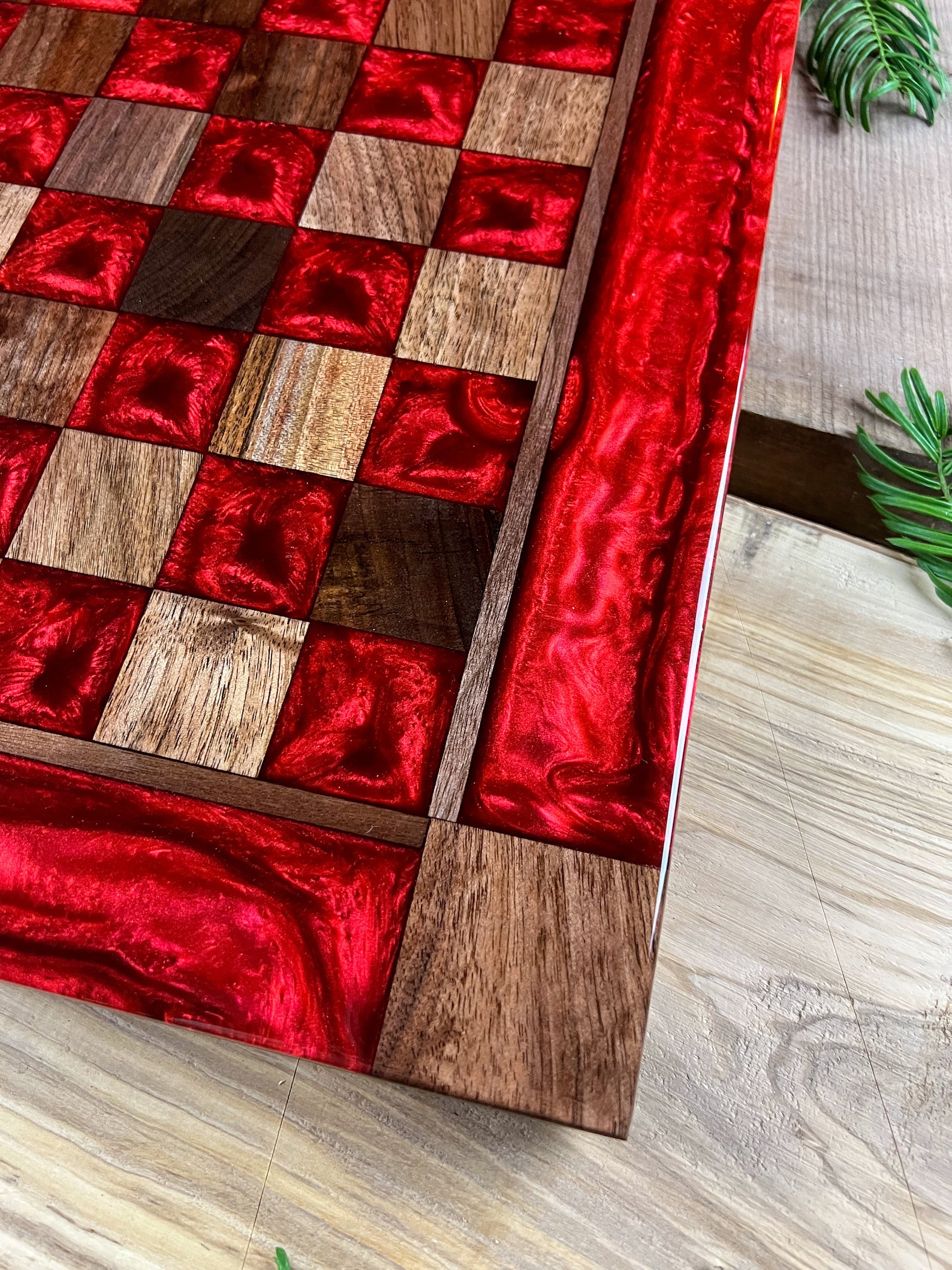Red Lava Black Walnut Chess Board (with Border) - Etsy