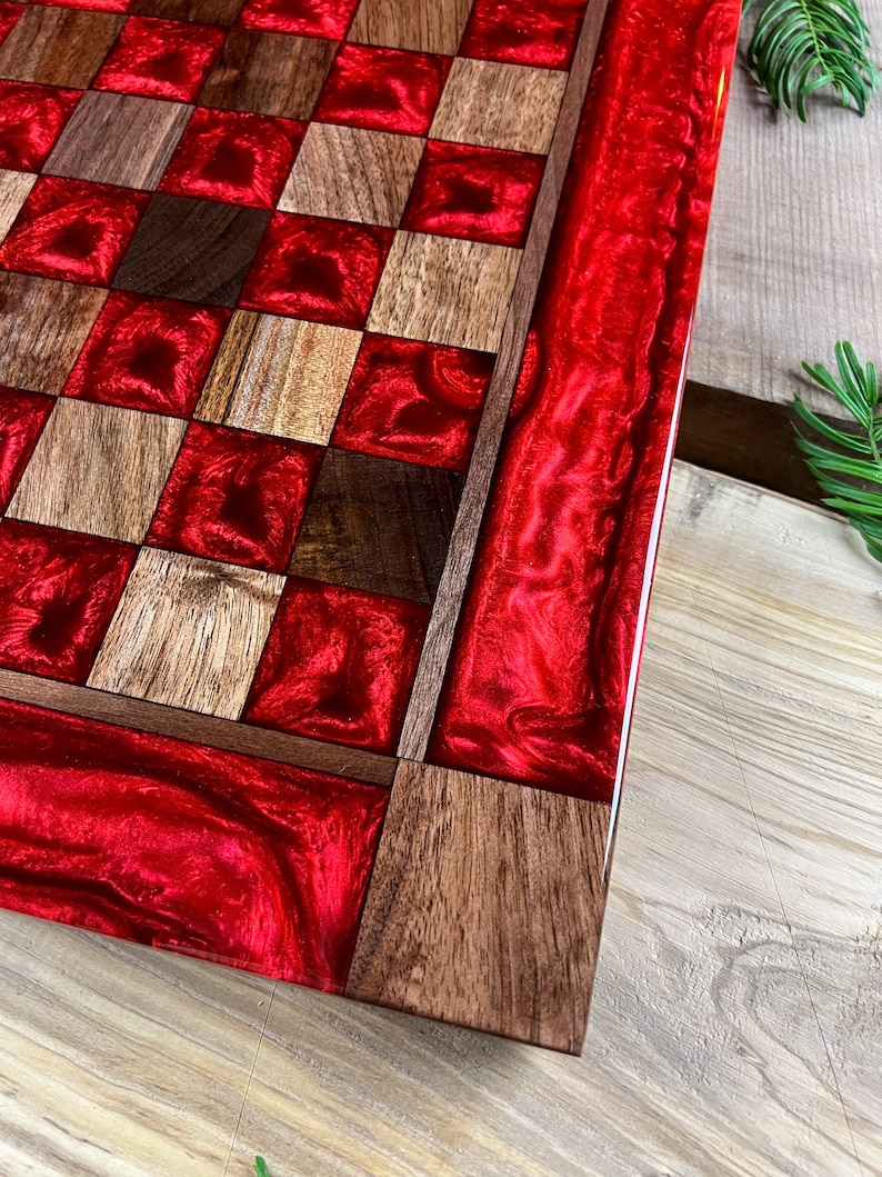 Red Lava Black Walnut Chess Board (with Border) - Etsy