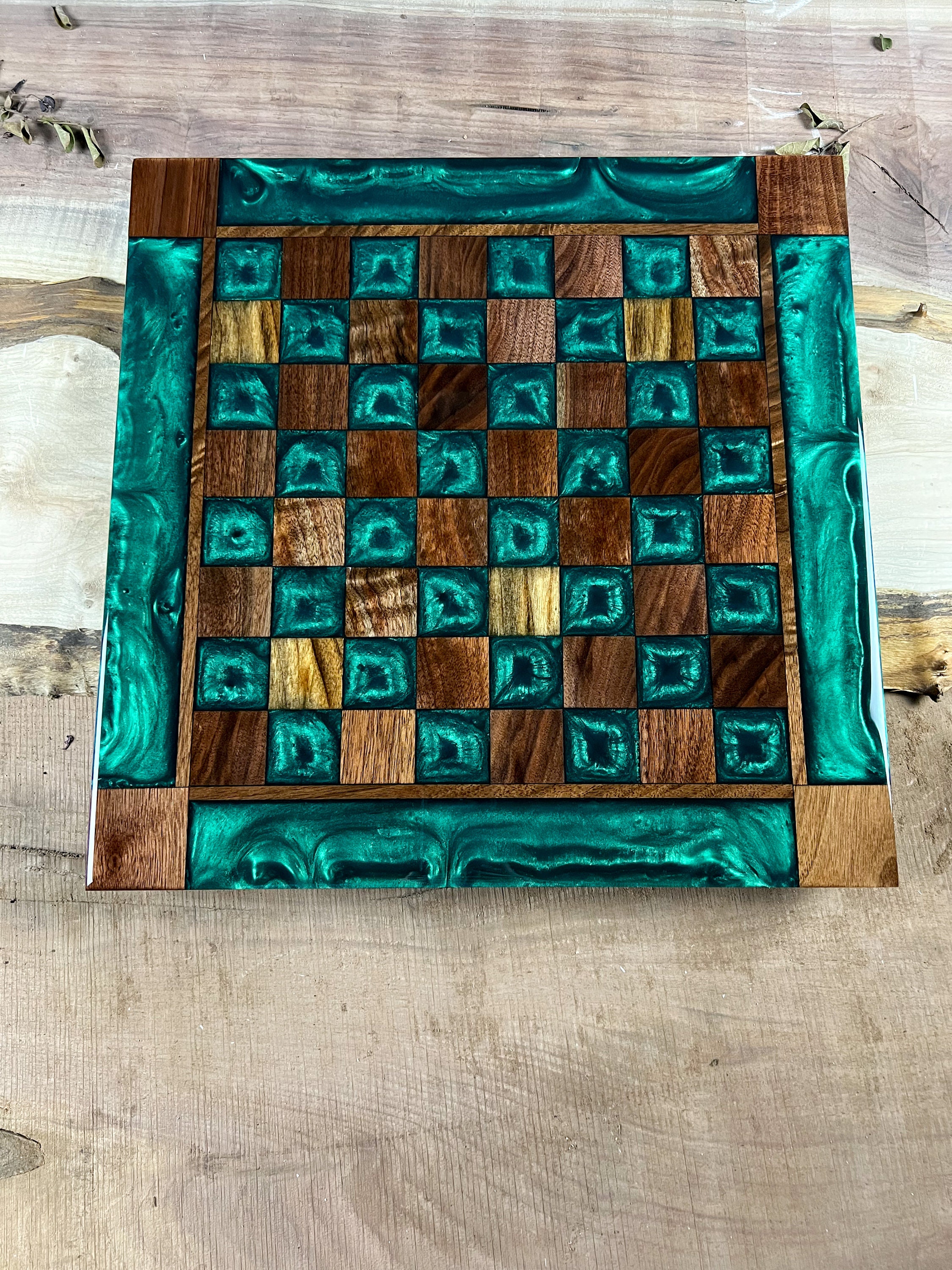 Black Walnut Emerald Green Chess Board (with Border) - Etsy
