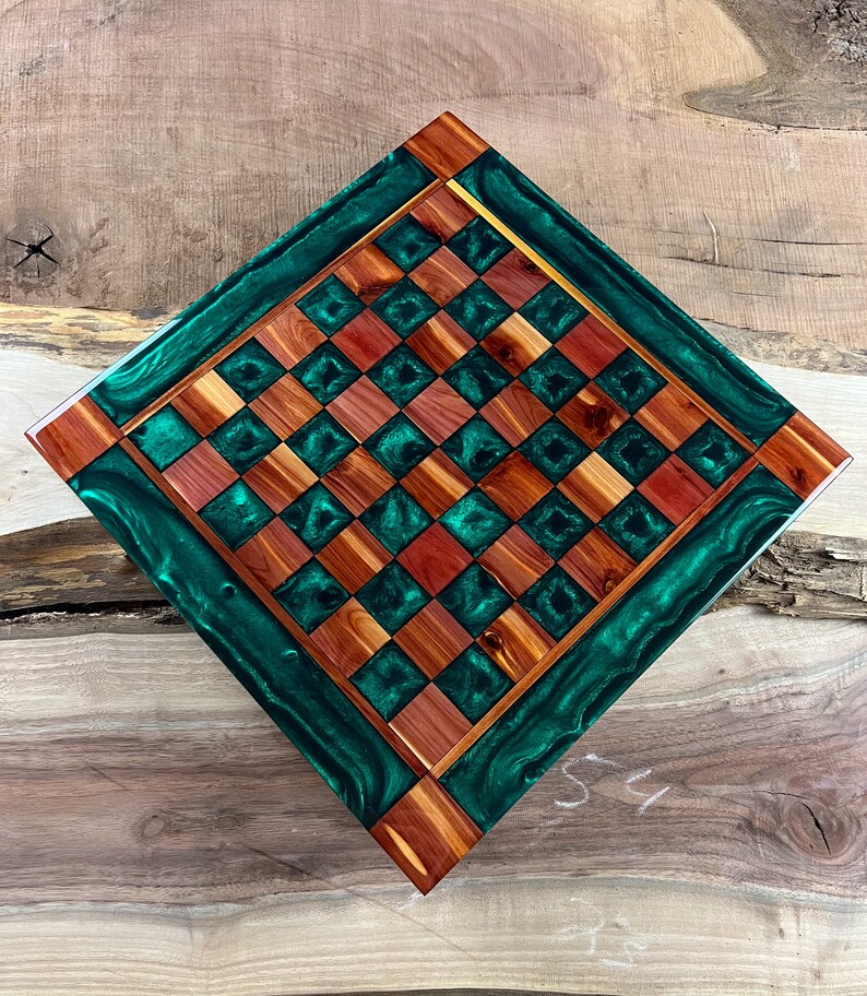 Emerald Green Cedar Chess Board (with Border) - Etsy