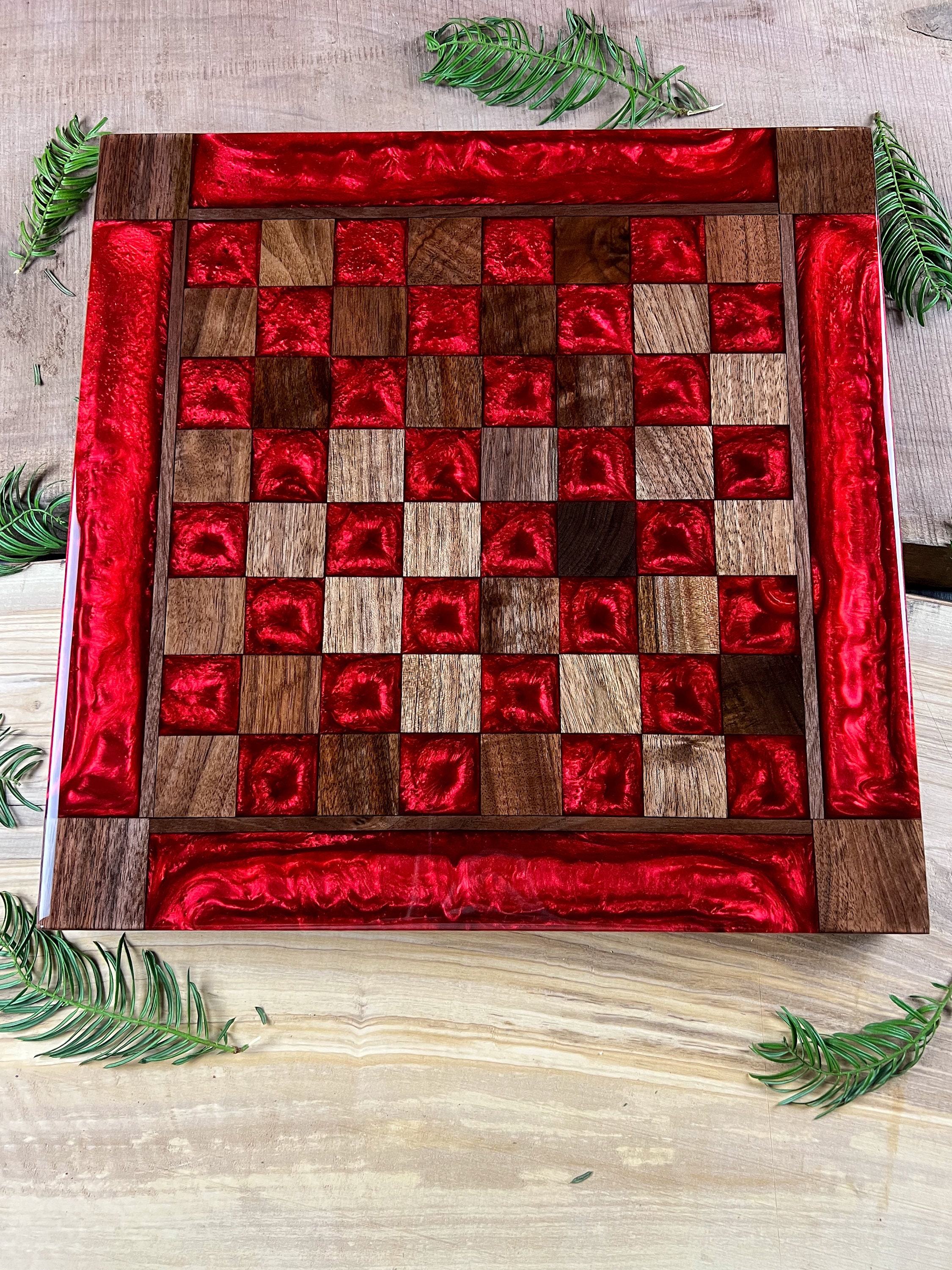 Red Lava Black Walnut Chess Board (with Border) - Etsy