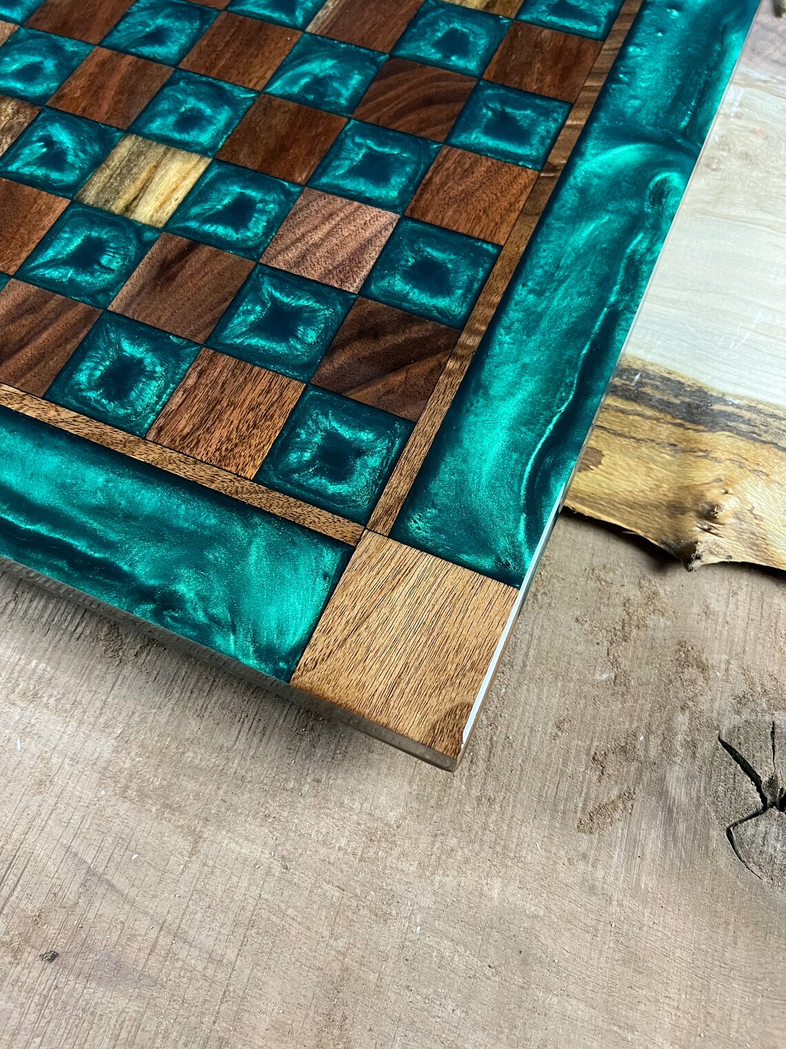 Black Walnut Emerald Green Chess Board (with Border) - Etsy