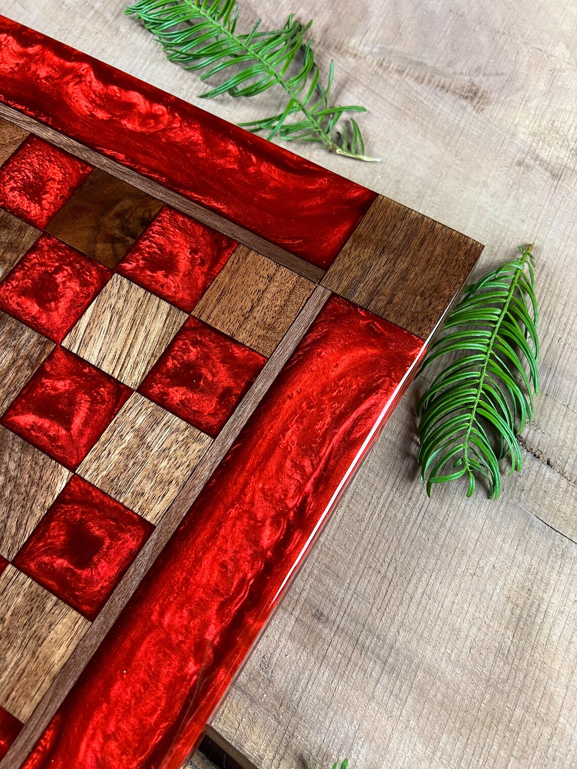 Red Lava Black Walnut Chess Board with Border - Etsy
