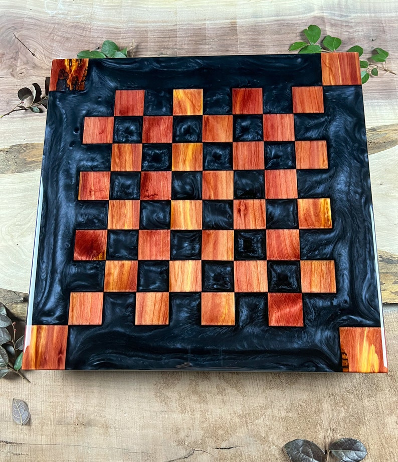 Aromatic Eastern Red Cedar Black Onyx Resin Chess Board - Etsy