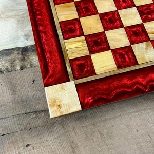 Red Lava Maple Wood Chess Board (with Border) - Etsy