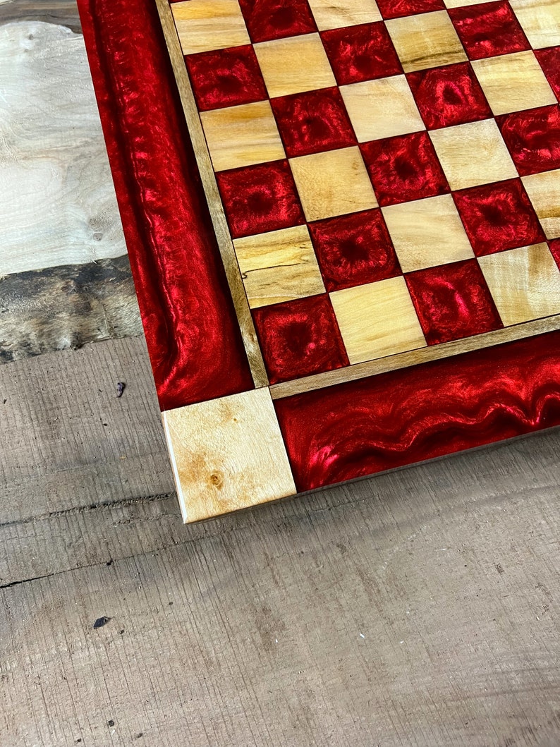Red Lava Maple Wood Chess Board (with Border) - Etsy