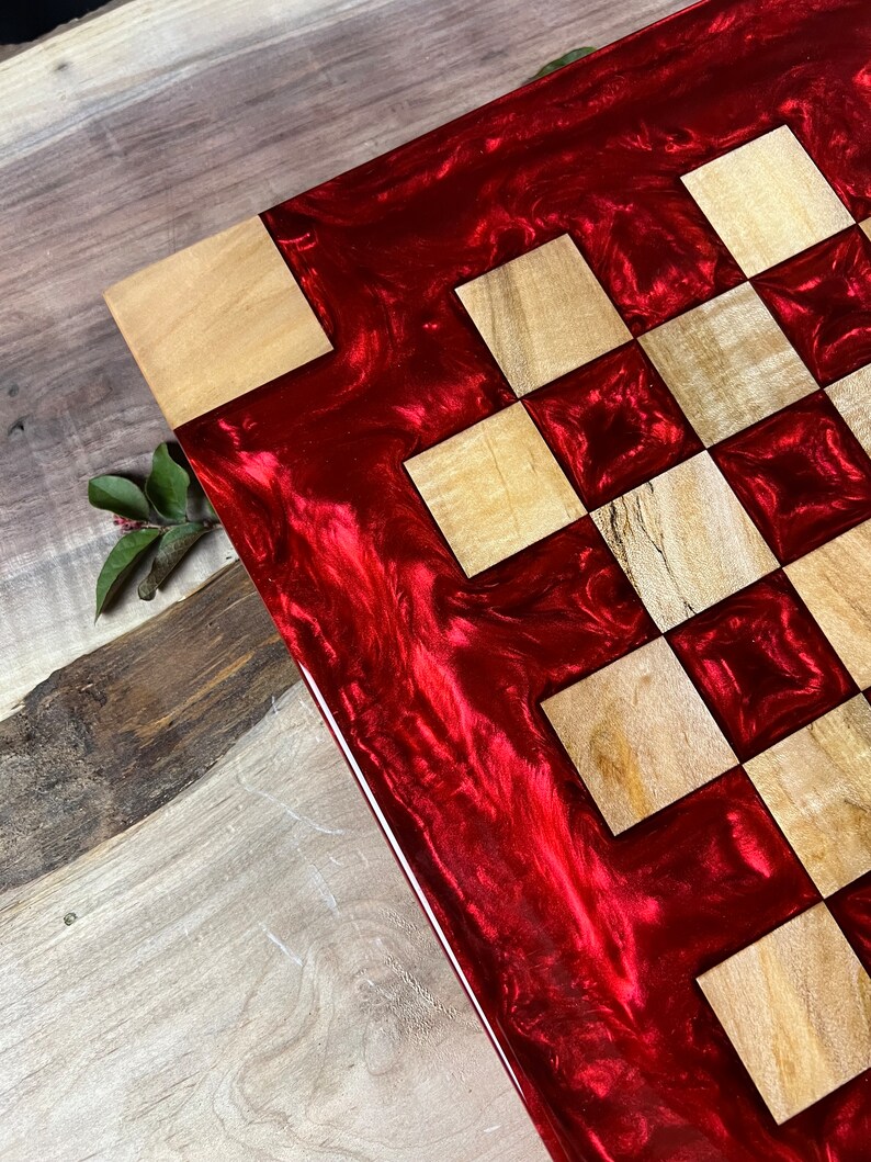 Maple Wood Red Lava Resin Chess Board - Etsy
