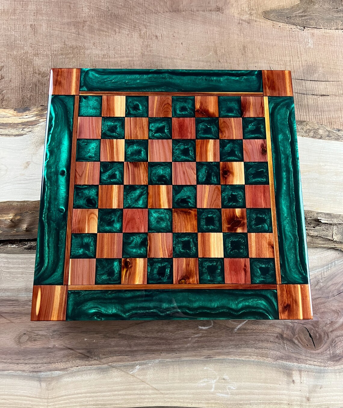 Emerald Green Cedar Chess Board (with Border) - Etsy