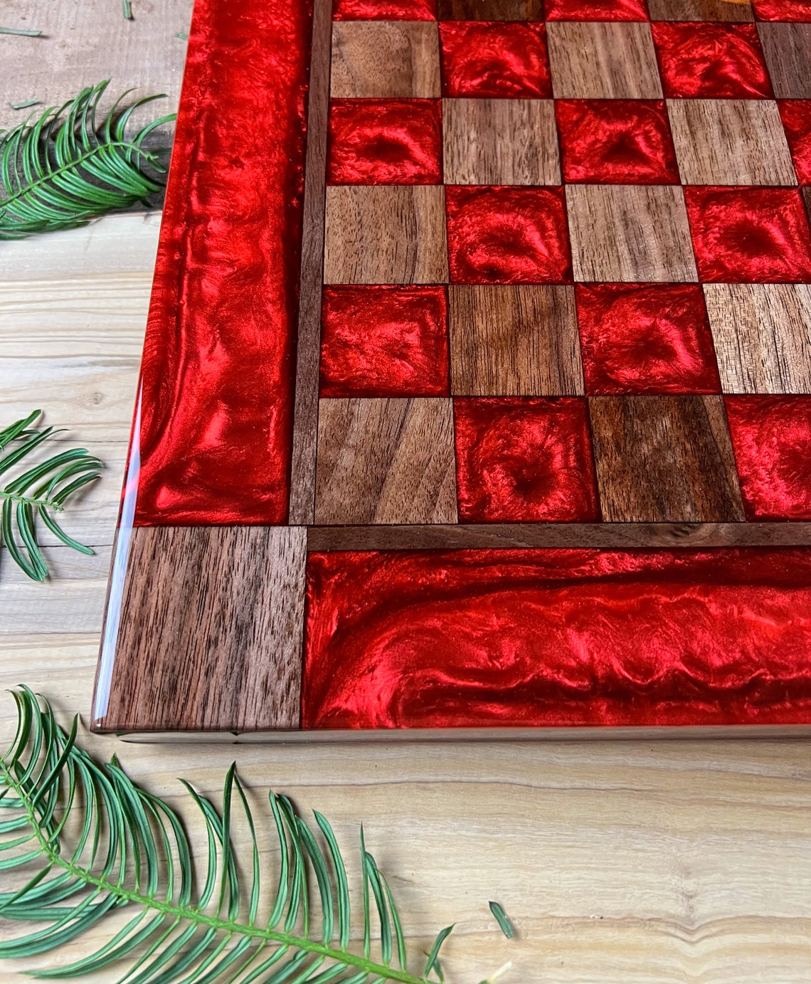 Red Lava Black Walnut Chess Board with Border - Etsy