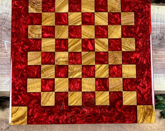 Red Lava Maple Wood Chess Board with Border - Etsy