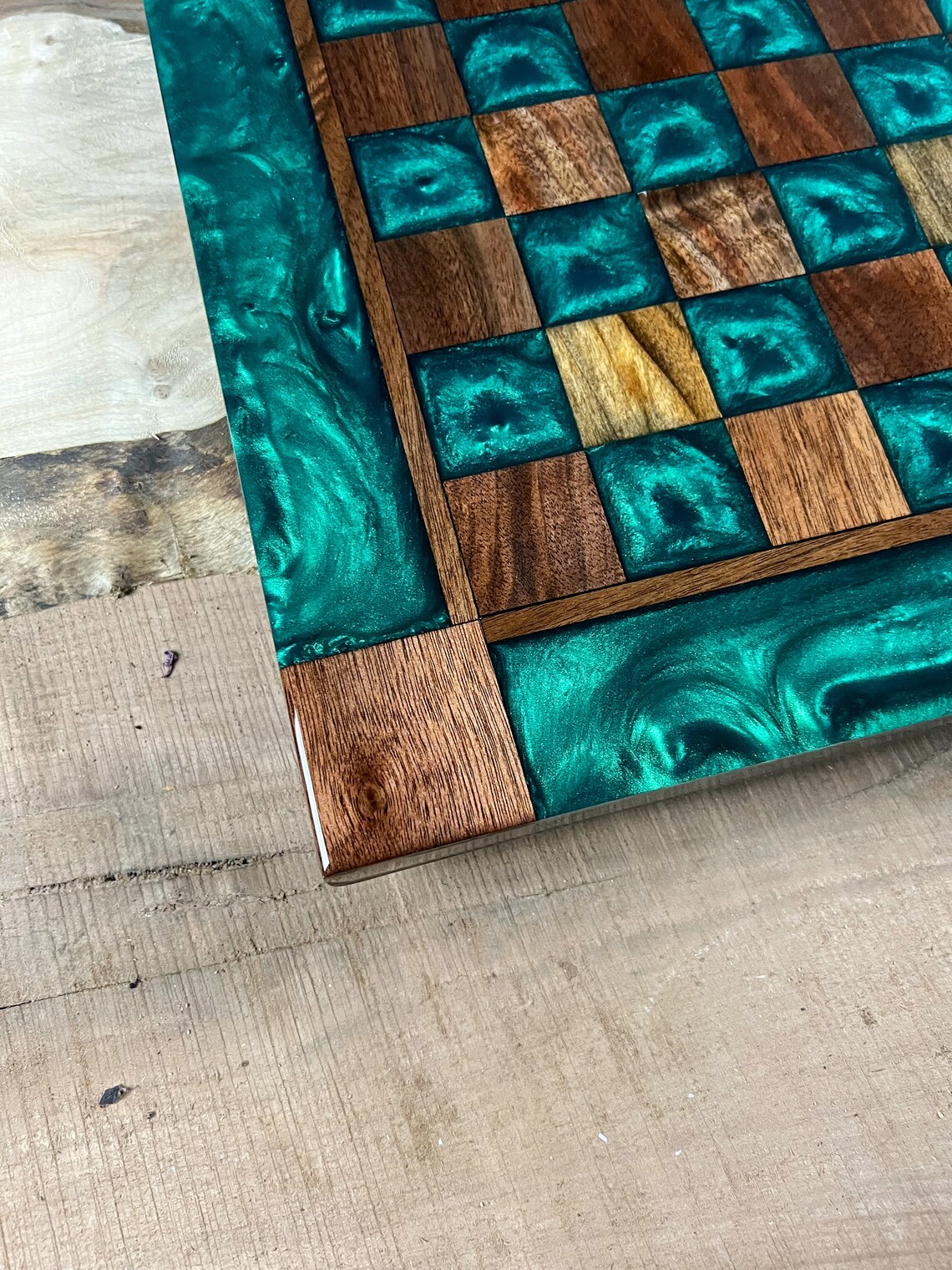 Black Walnut Emerald Green Chess Board (with Border) - Etsy