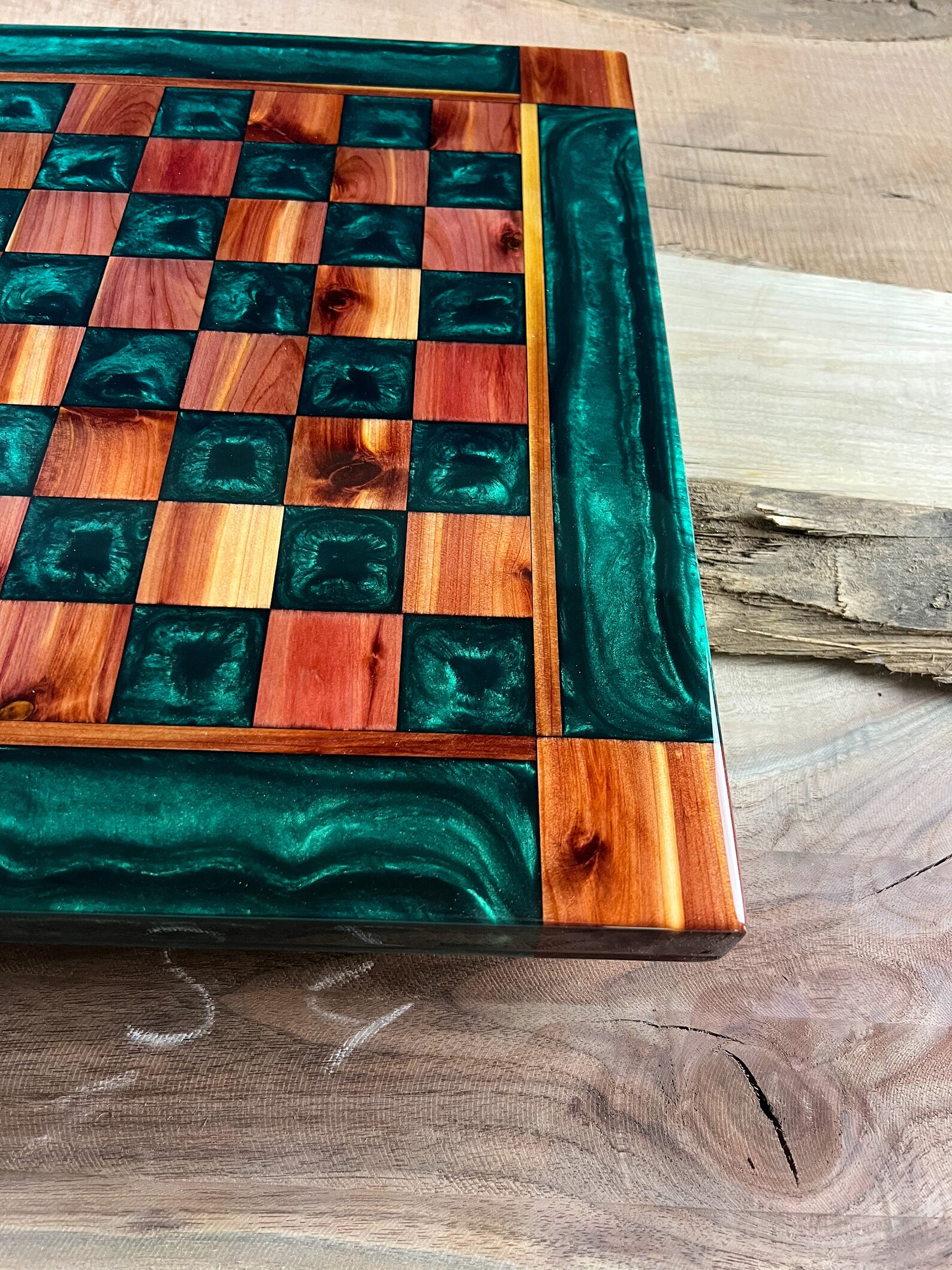 Emerald Green Cedar Chess Board (with Border) - Etsy