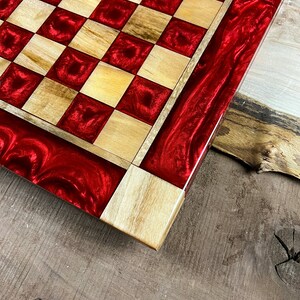 Red Lava Maple Wood Chess Board (with Border) - Etsy