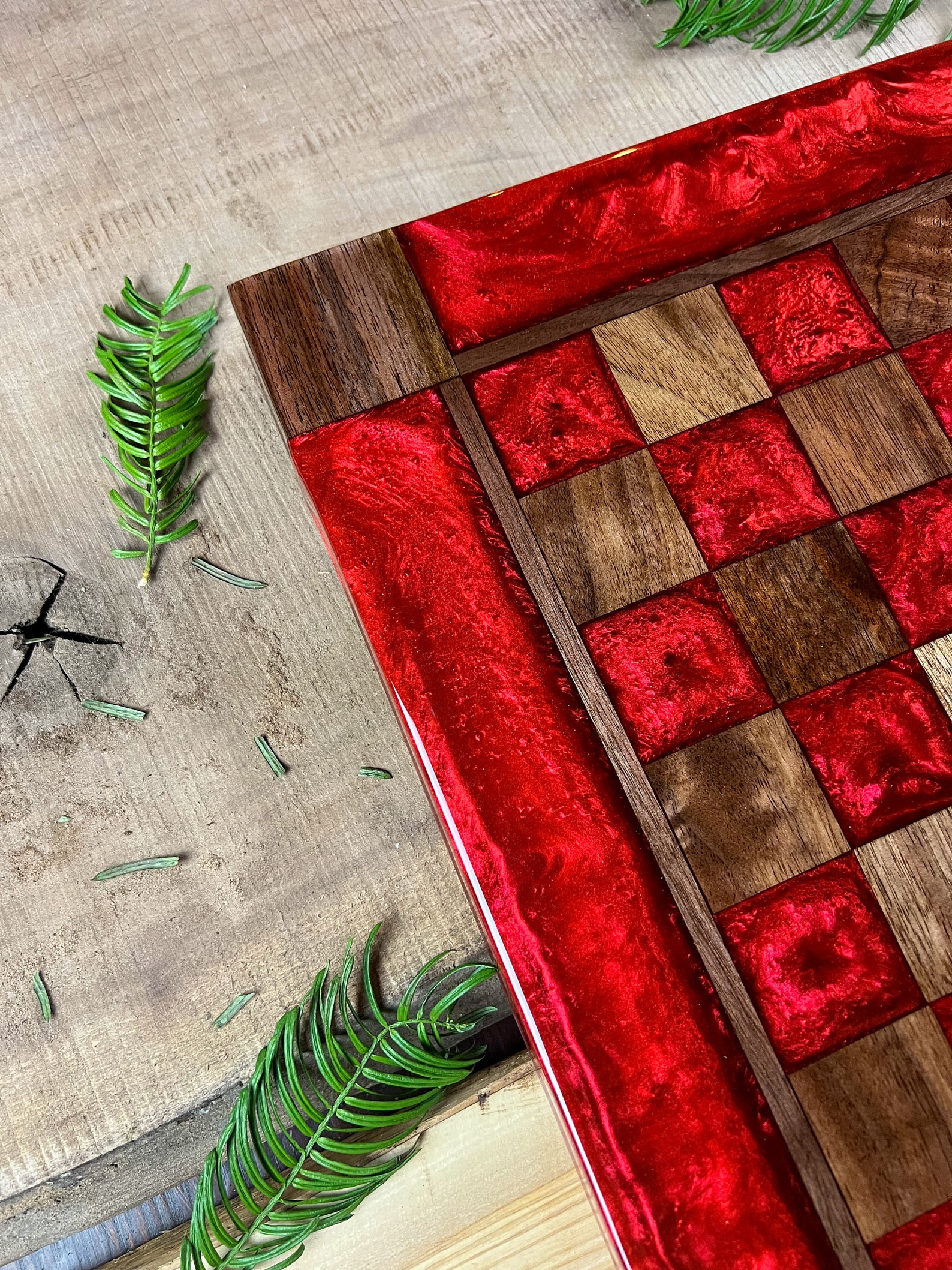 Red Lava Black Walnut Chess Board (with Border) - Etsy