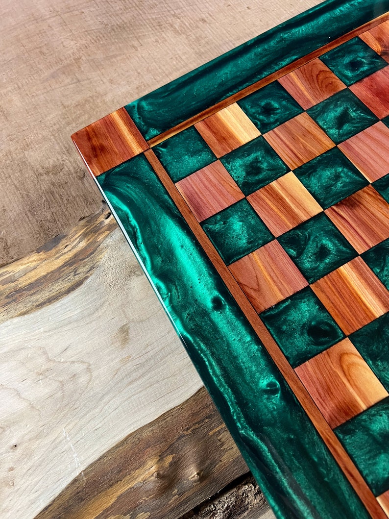 Emerald Green Cedar Chess Board (with Border) - Etsy