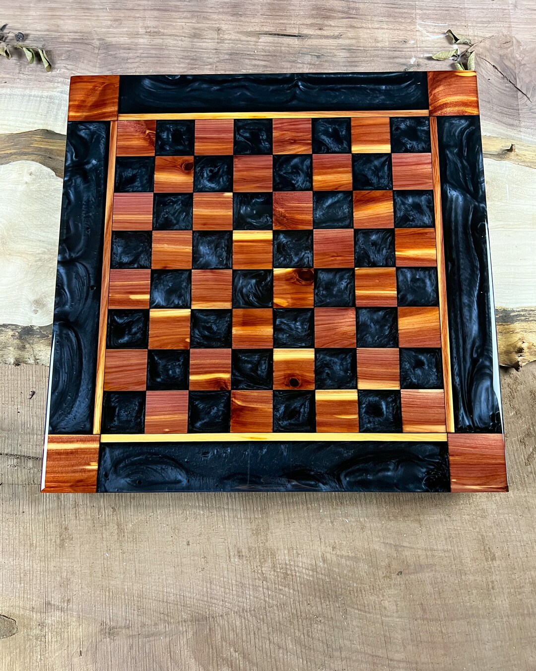 Black Onyx Cedar Chess Board (with Border) - Etsy