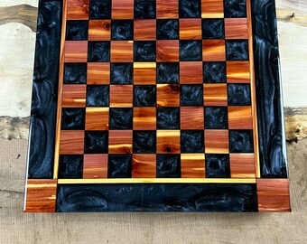 Red Lava Black Walnut Chess Board with Border - Etsy