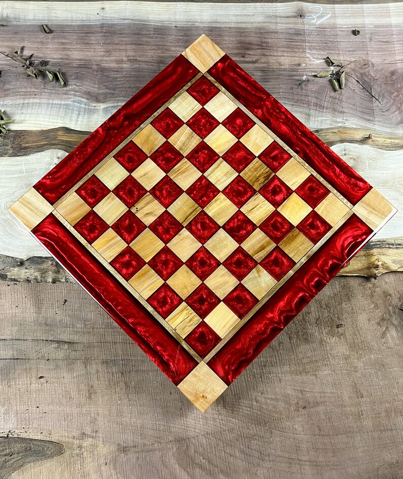 Red Lava Maple Wood Chess Board (with Border) - Etsy