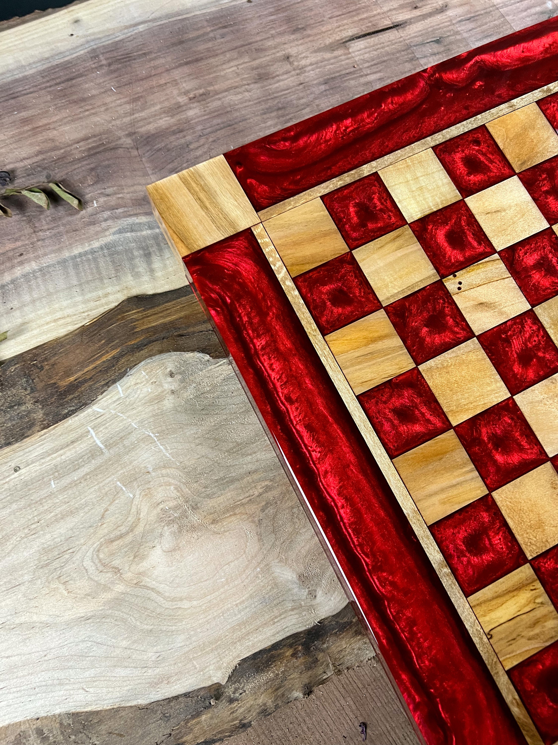 Red Lava Maple Wood Chess Board (with Border) - Etsy