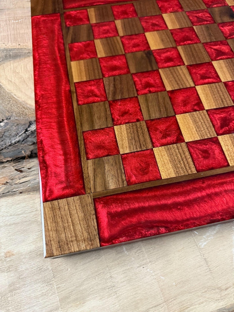 Red Lava Black Walnut Chess Board (glass Chess Set Included) - Etsy
