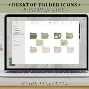 Bohemian Sage Desktop Folder Icons for Mac | Organic Minimal Folder ...