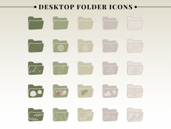 Bohemian Sage Desktop Folder Icons for Mac Organic Minimal - Etsy