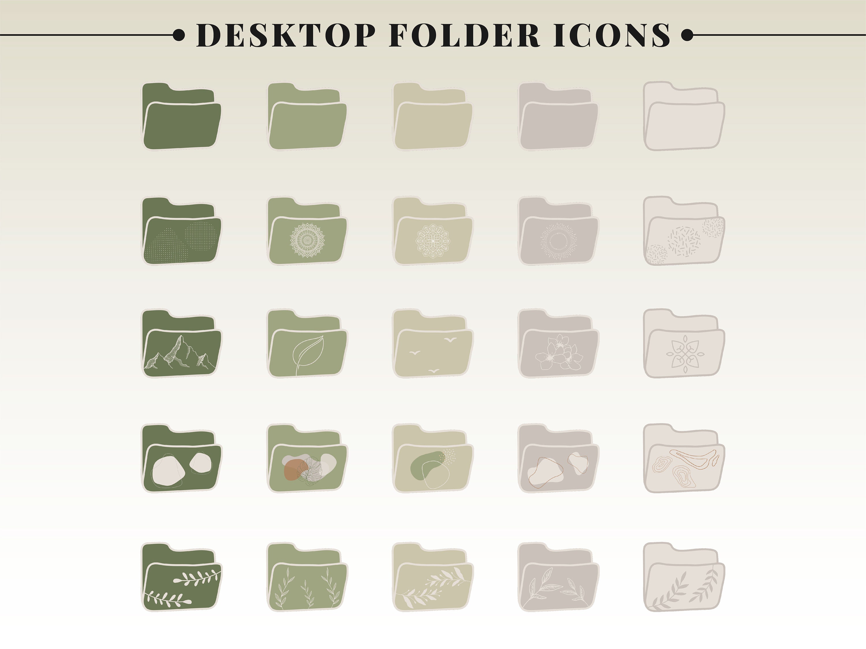 Bohemian Sage Desktop Folder Icons for Mac | Organic Minimal Folder ...