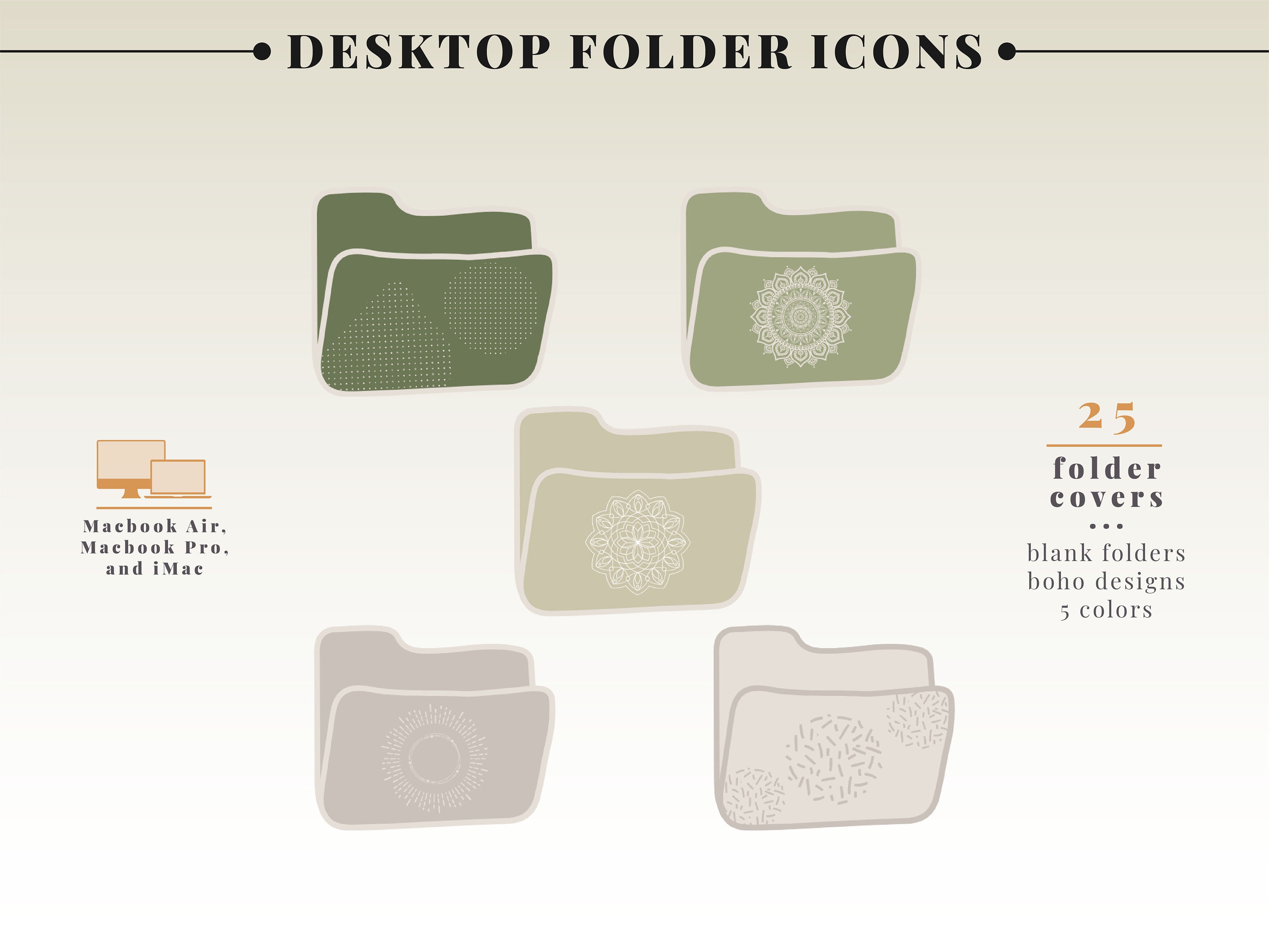 Bohemian Sage Desktop Folder Icons for Mac | Organic Minimal Folder ...