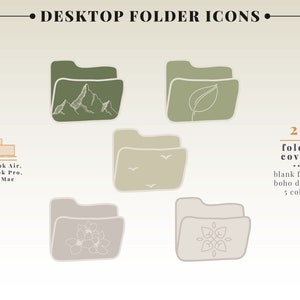 Bohemian Sage Desktop Folder Icons for Mac | Organic Minimal Folder ...